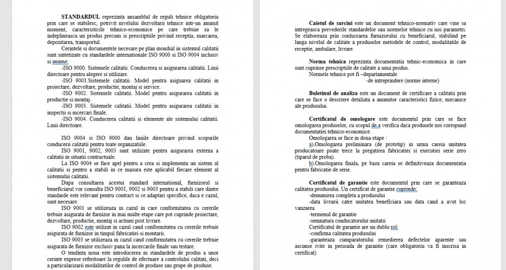 Controlul tehnic de calitate si managementul calitatii