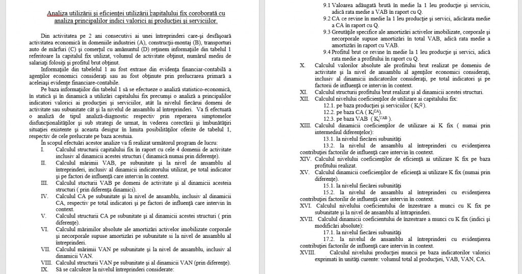 Analiza utilizarii si eficienta utilizarii capitalului fix